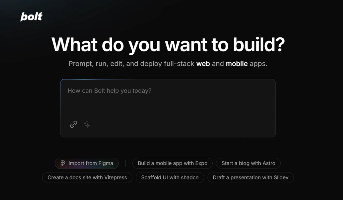 Bolt.new – פלטפורמת AI לפיתוח אפליקציות ווב ומובייל בדפדפן